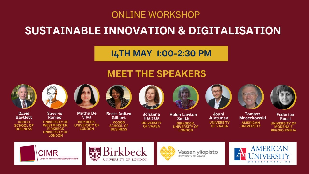 Sustainable innovation and Digitalisation Workshop - CIMR - YouTube