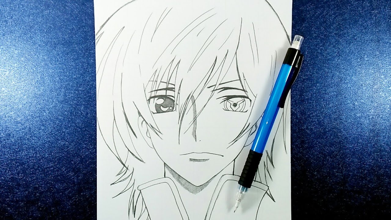 How to draw Lelouch Lamperouge easy step by step with pencil - YouTube