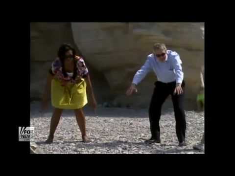 Michelle Obama & Harry Reid Exercise and do "Yoga" together - YouTube