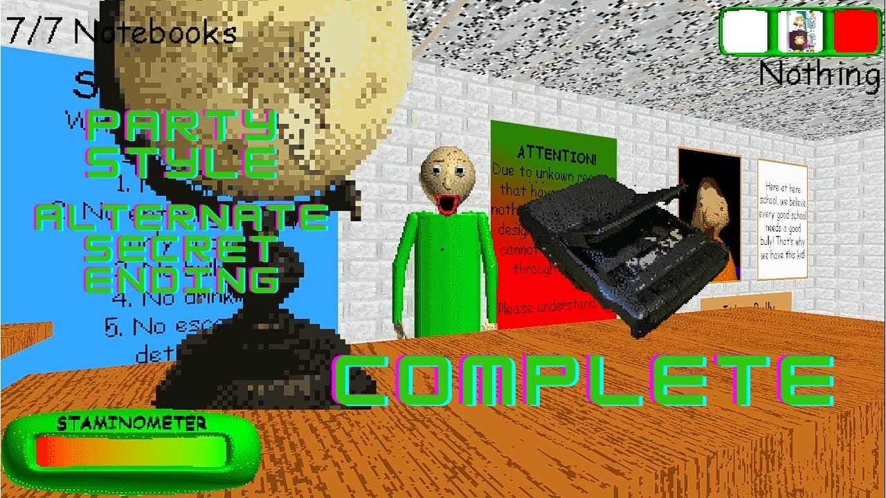 Party Style alternate secret ending complete (Baldi's Basics Classic ...