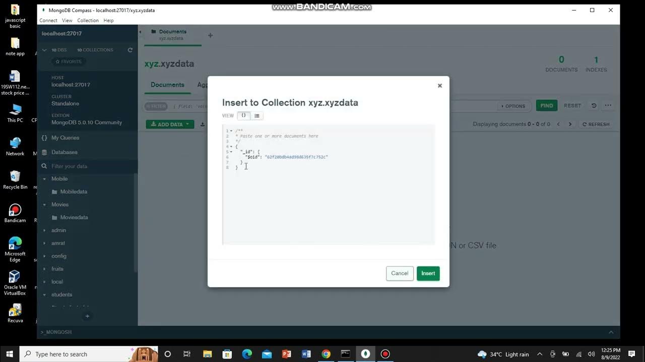 Create Database,Collection and Document using mongodb compass GUI - YouTube