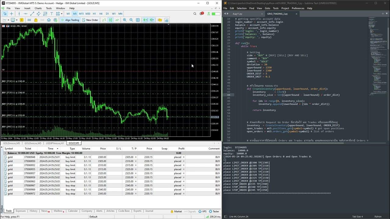 โค้ด GRID Trading บน MT5 ด้วยภาษา Python - YouTube