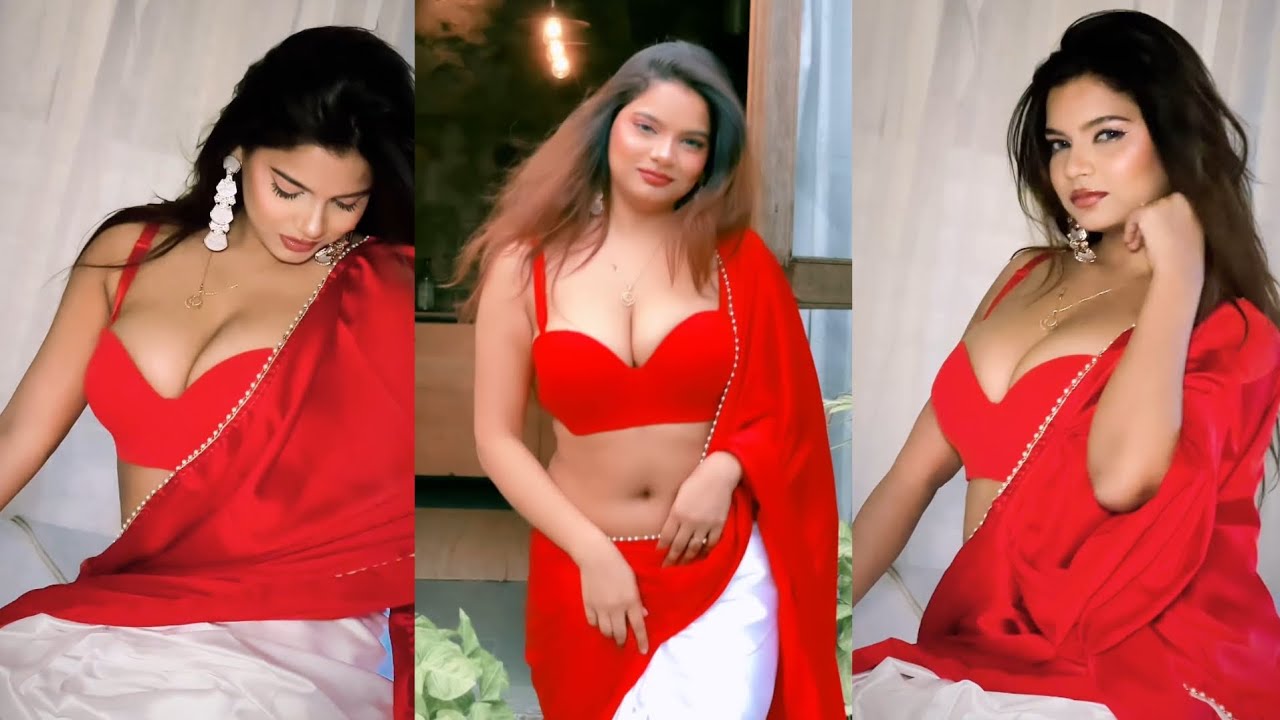 Bold Glamorous Desi girl in Red Saree Looks & Stunning Style - YouTube