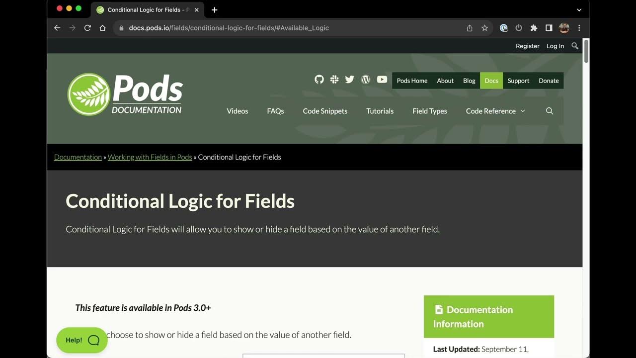 Pods 3.0 Feature Highlight: Conditional Logic for Fields - YouTube