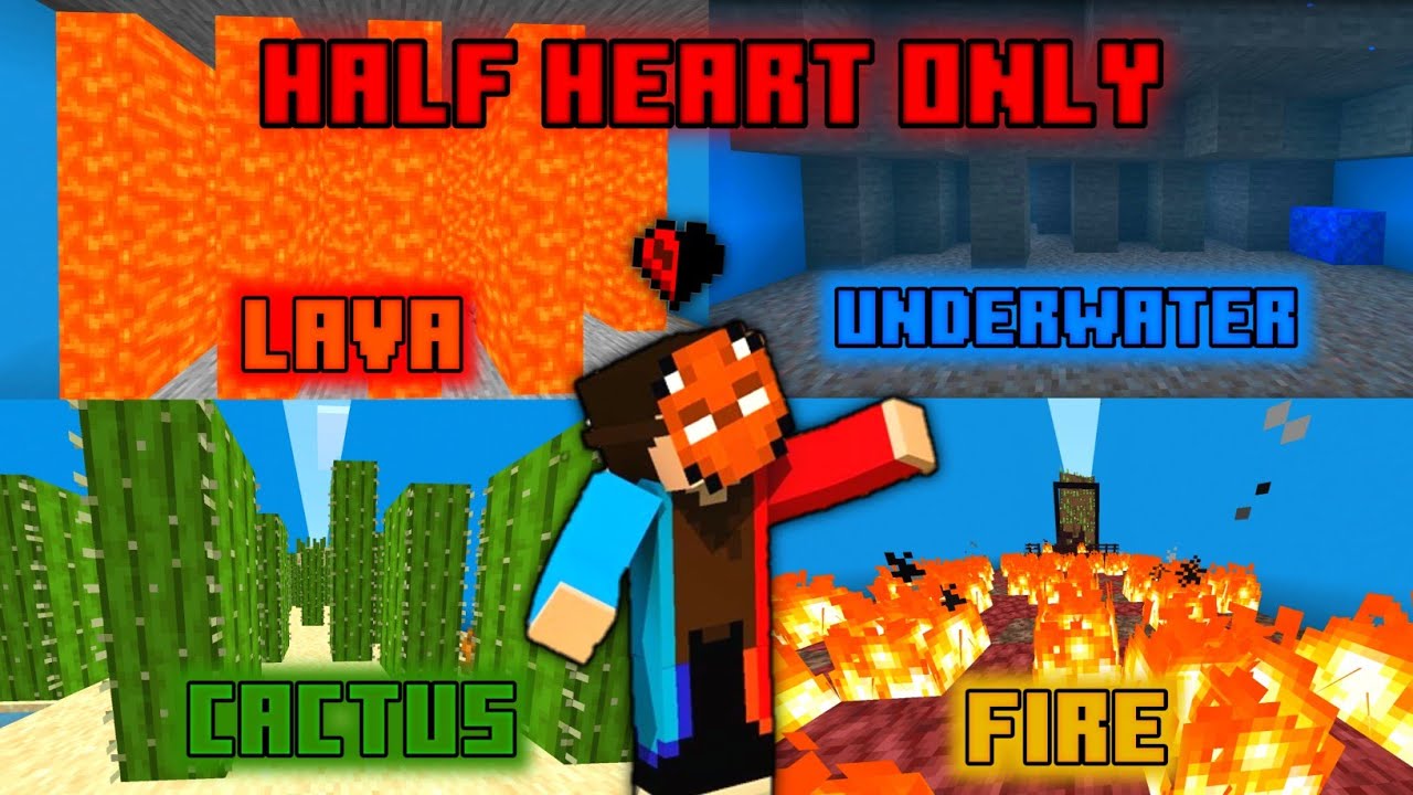 Can I survive this map with half heart only(in mobile)#minecraft #minecraftpe#halfheartchallenge ...