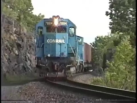 Five Conrail River Line Trains. Cornwall NY. May 30 1992.
