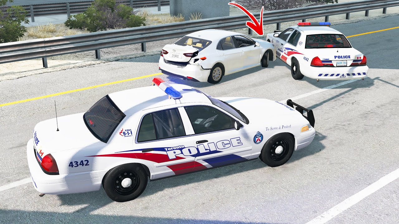Highway Police Chases #8 - BeamNG drive - YouTube