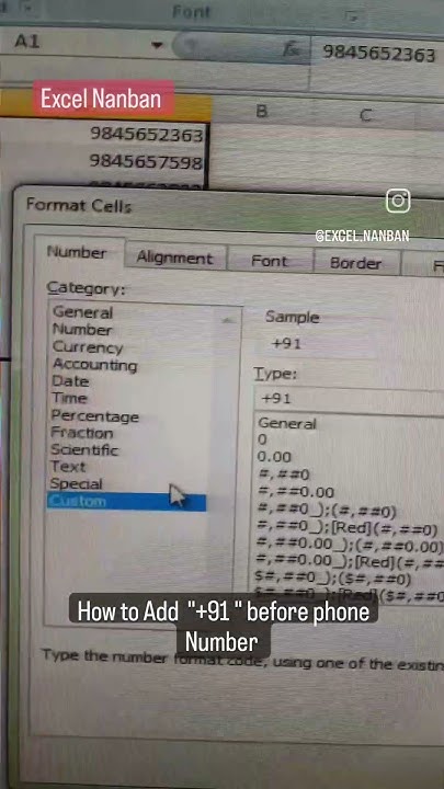 Add Country code before Phone number in Excel Easyway. #excel #exceltips #exceltricks #shorts ...