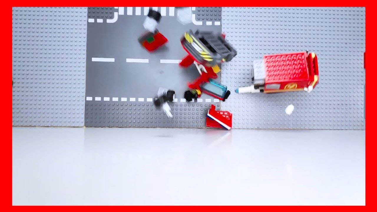 LEGO Fire Truck Crash ( Slow Motion Camera ) - YouTube