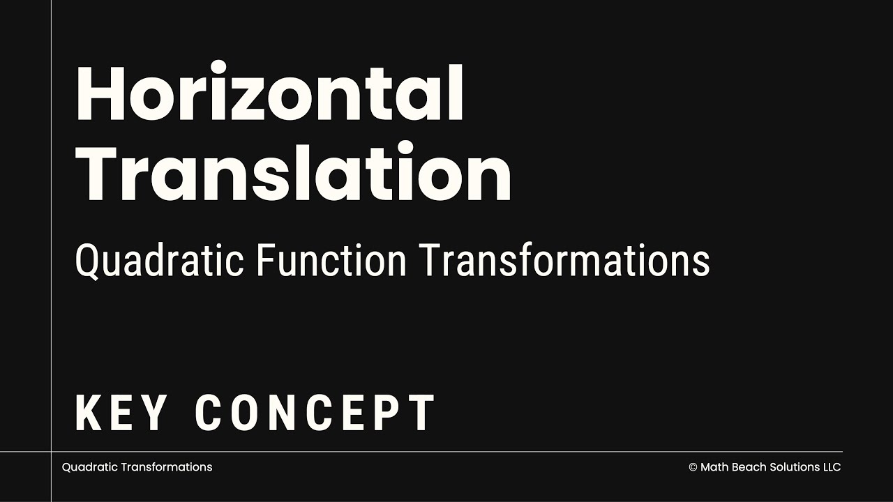 Horizontal Translation - Quadratic Function Transformations - YouTube