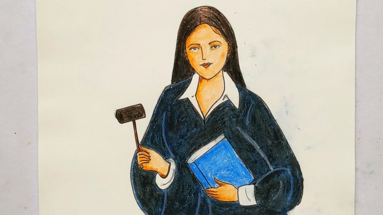 how to draw a judge | judge drawing oil pastel - YouTube