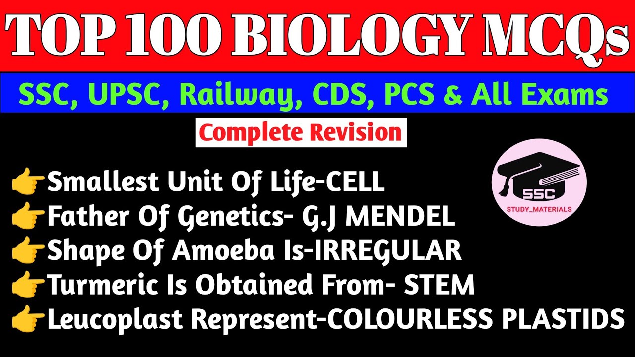 Biology Top 100 Questions I Science I Static G.K Most Important ...