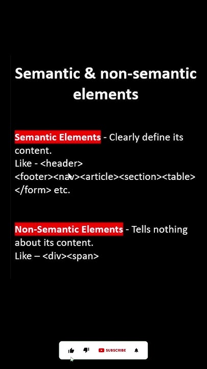 Semantic Or Non Semantic Elements Html Html5 Htmltutorial Webdevelopment Shorts Shortvideo