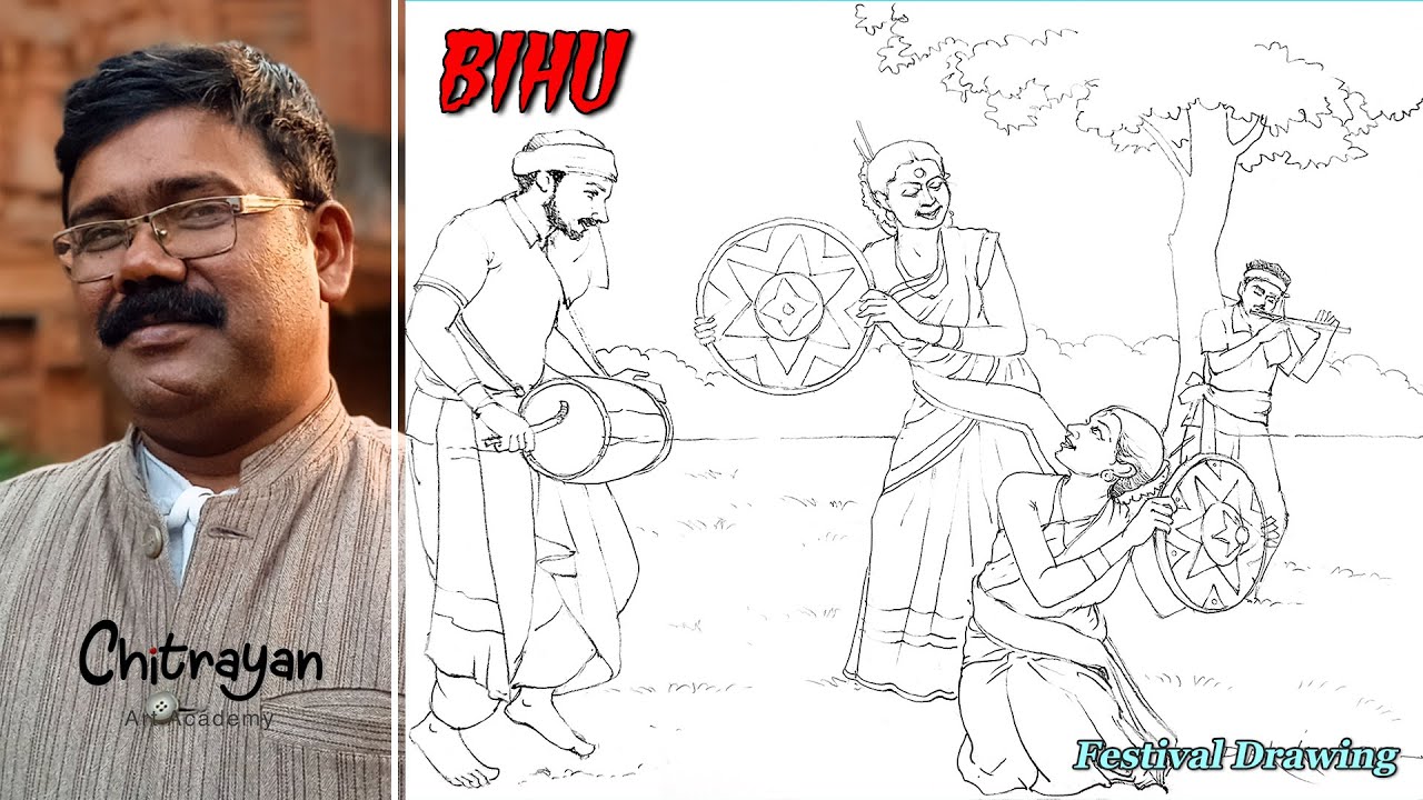 | Bihu Festival Drawing Easy | Bihu Festival Drawing Step By Step ...