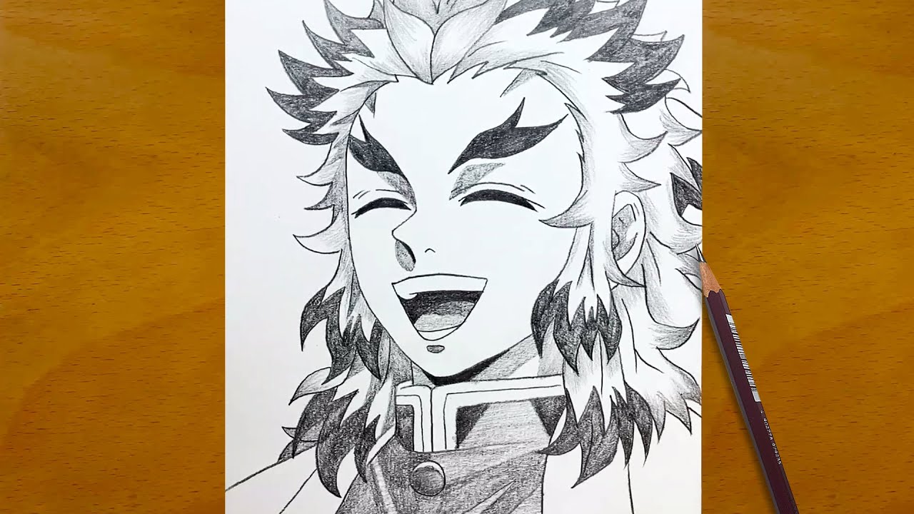 Anime Sketch | How to Draw Rengoku from Demon Slayer | Step-by-Step Art ...
