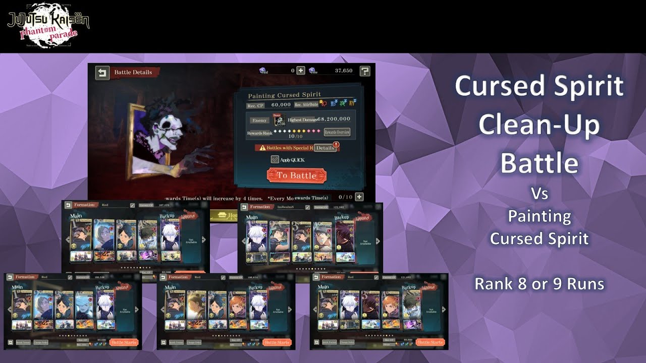 Clean Up Battle vs Painting Cursed Spirit - Rank 8 or 9 Runs - YouTube