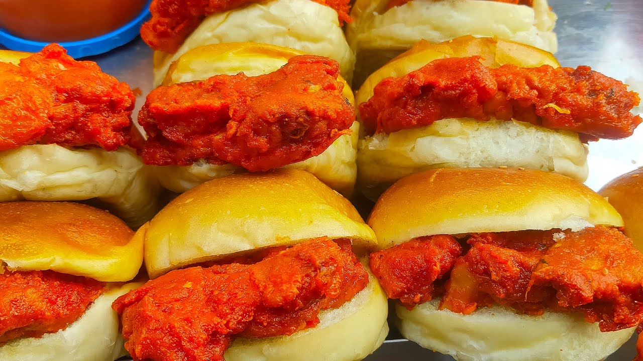 Hot Burger, Chicken Fry & Chicken Roll - Fried Burger recipe ...