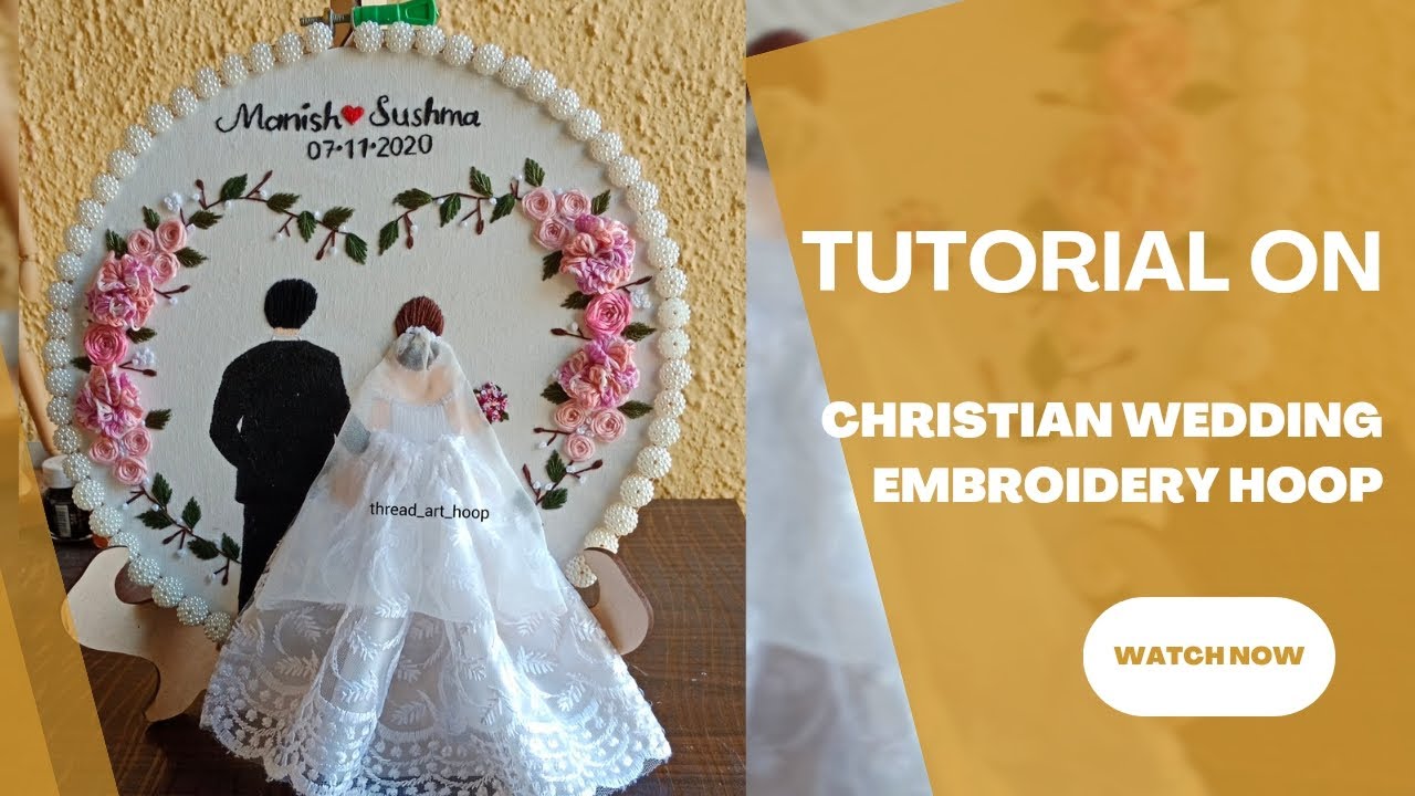 Tutorial on christian wedding embroidery hoop art |HEART DESIGN ...
