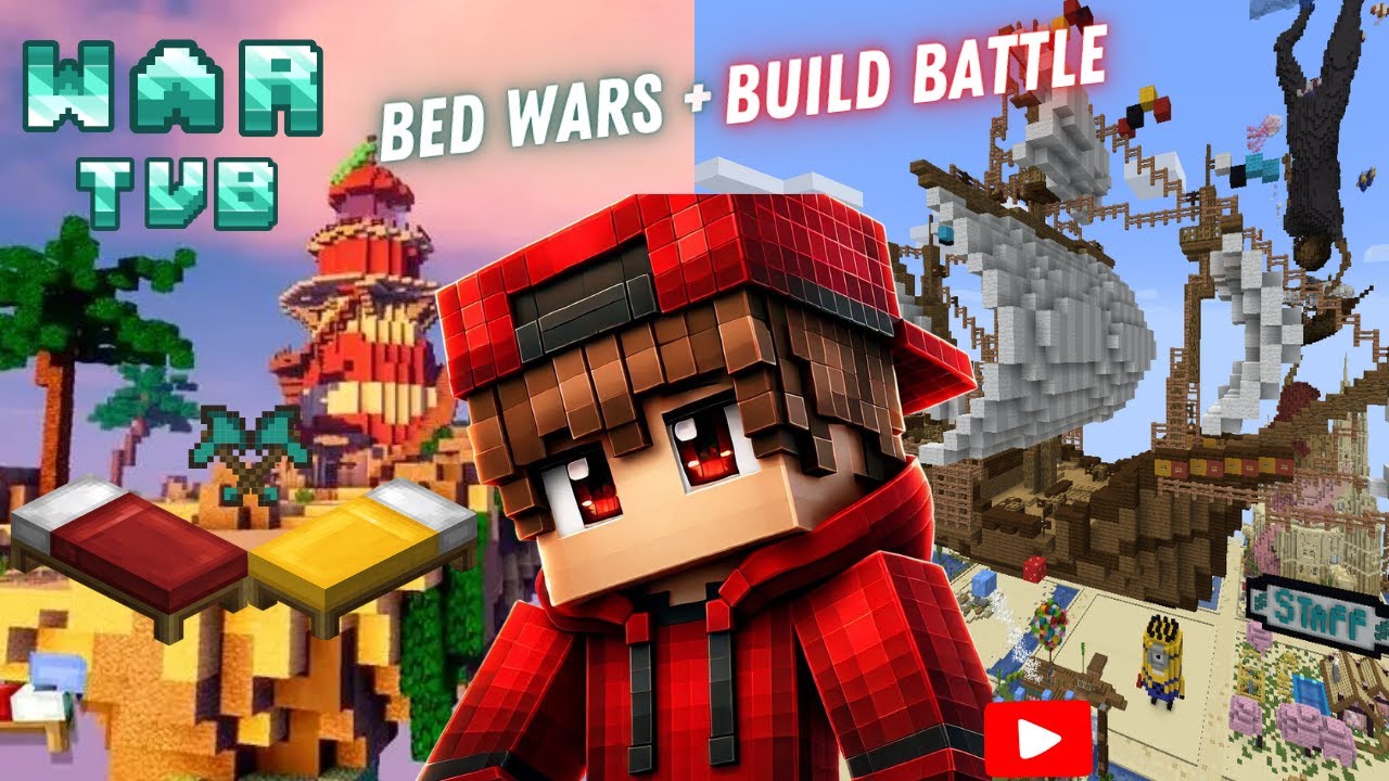 MINECRAFT BED WARS E BUILD BATTLE - HYPIXEL - YouTube