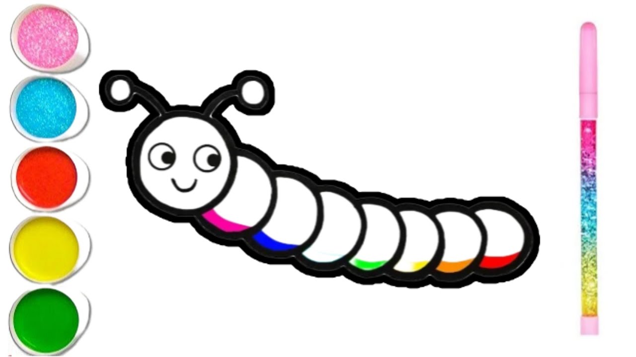 How to draw a worm | How to draw a cute worm very easy for kids with ...