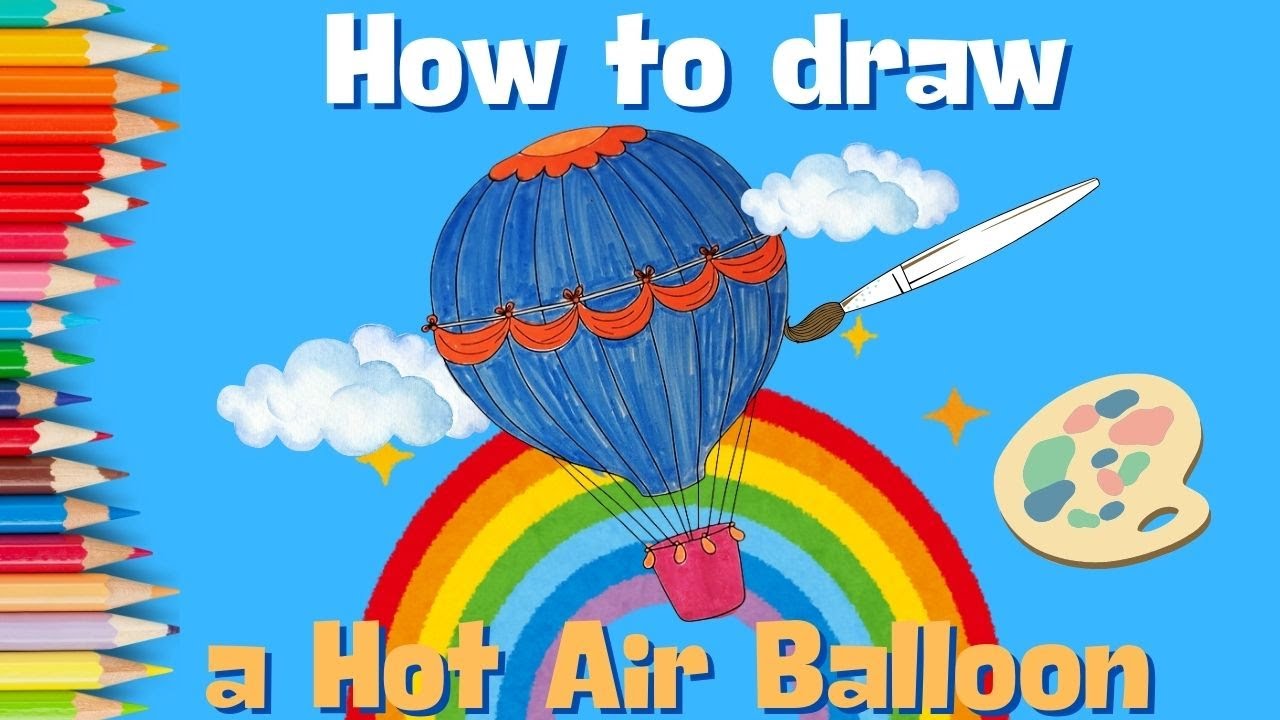 Drawing hot air balloon | Easy Drawing | Cute Drawing for beginners ...