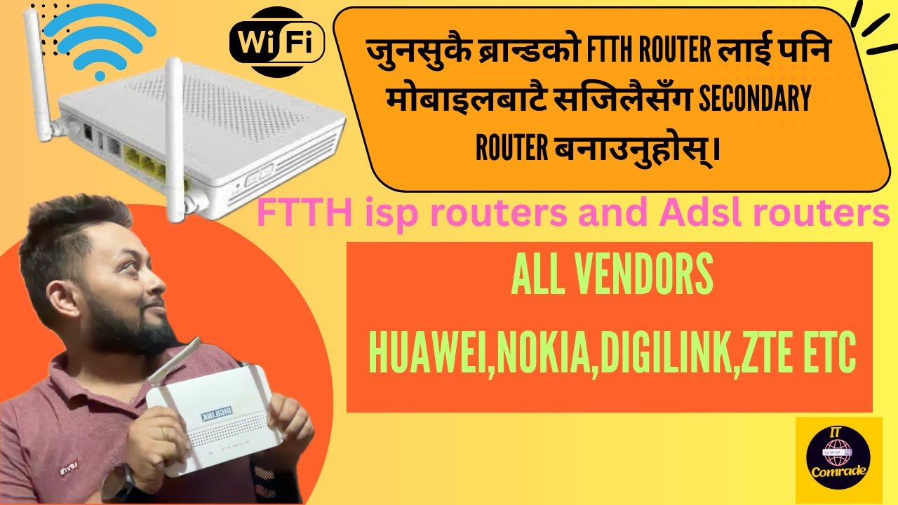 Turn ANY Router into a Secondary Router (FTTH & ADSL )||set up any ftth ...