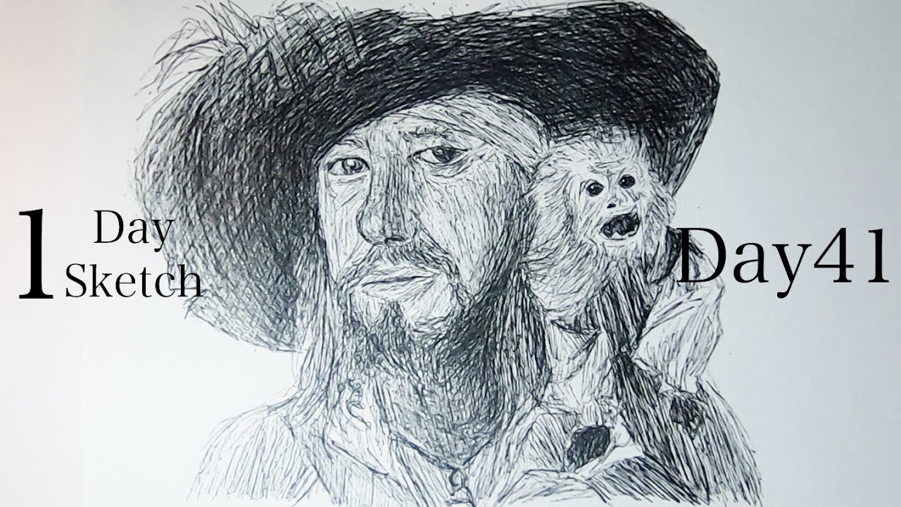 Day41 - Hector Barbossa / How to draw Movie Characters - YouTube