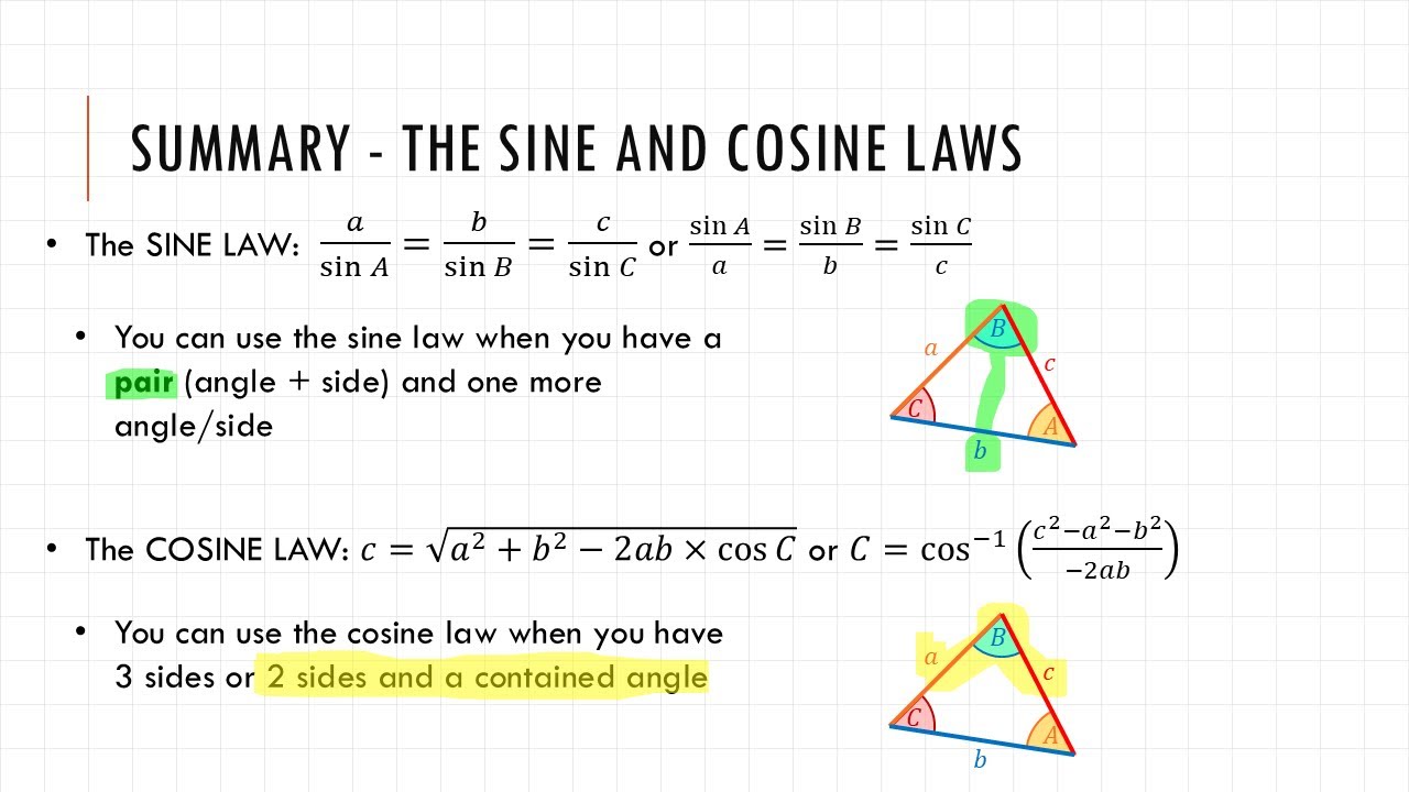 C1.3,4 - The Sine and Cosine Laws - YouTube