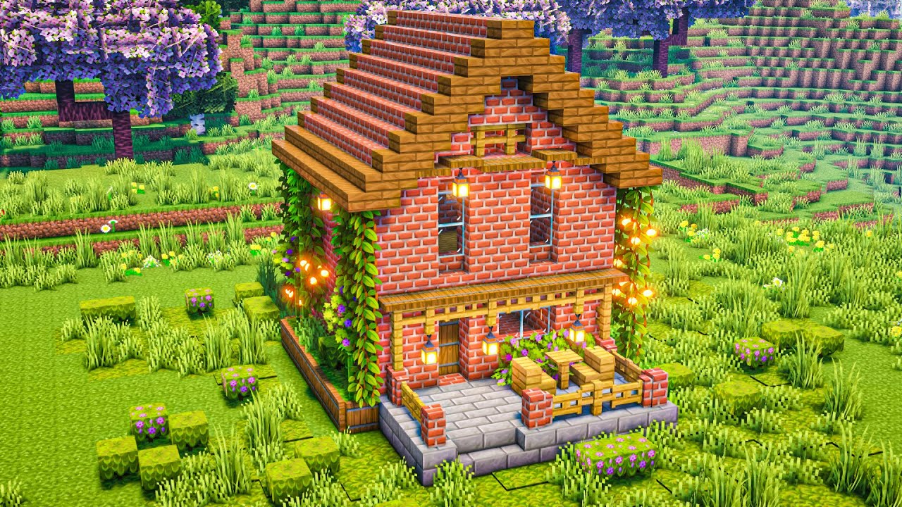 Minecraft Modern Brick House Build Tutorial - YouTube