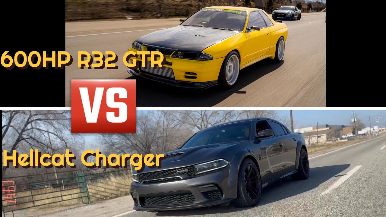 Hellcat Charger vs 600HP R32 Skyline GTR - YouTube
