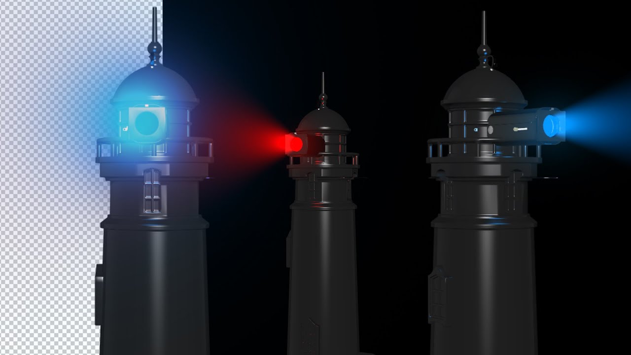 Animated Lighthouse With Long Light Beam Background Transparent Loop ...