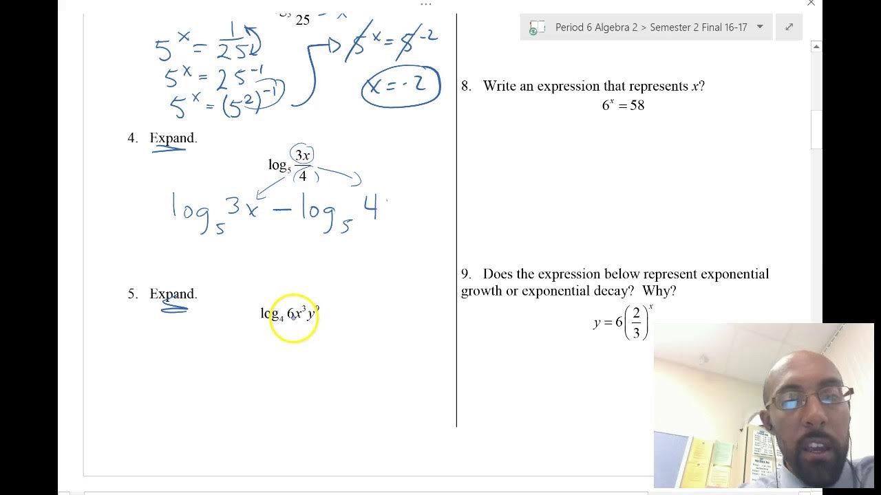 Algebra 2 Semester 2 Final Review Page 1 - YouTube