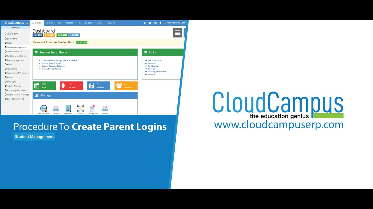 Procedure To Create Parents Login In Cloud Campus ERP. - YouTube