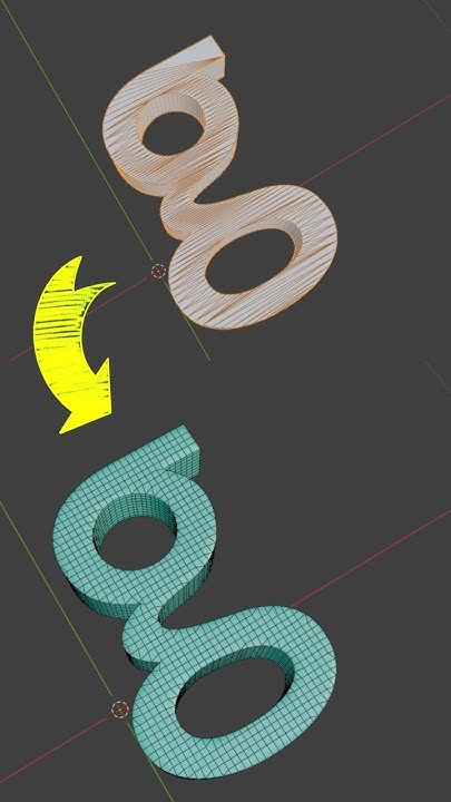 Fixing bad topology on text in Blender with Remesh modifier #tutorial #blendertips #shorts # ...