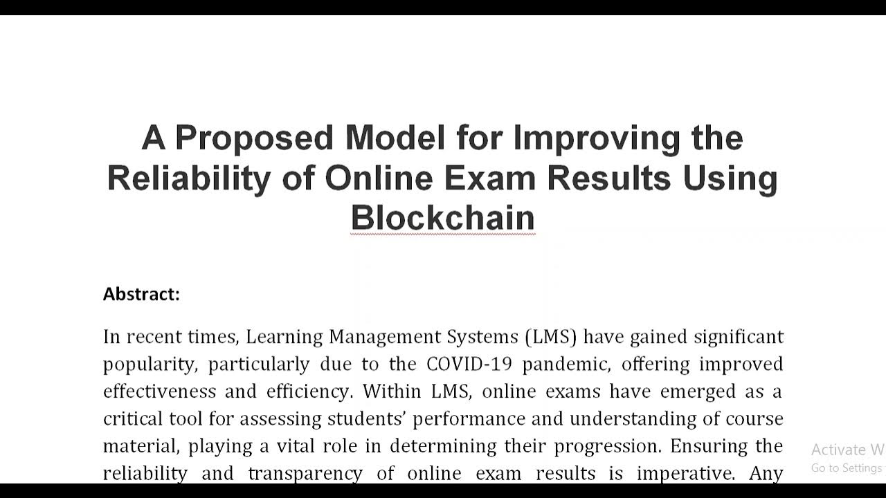 A Proposed Model for Improving the Reliability of Online Exam Results Using Blockchain - YouTube
