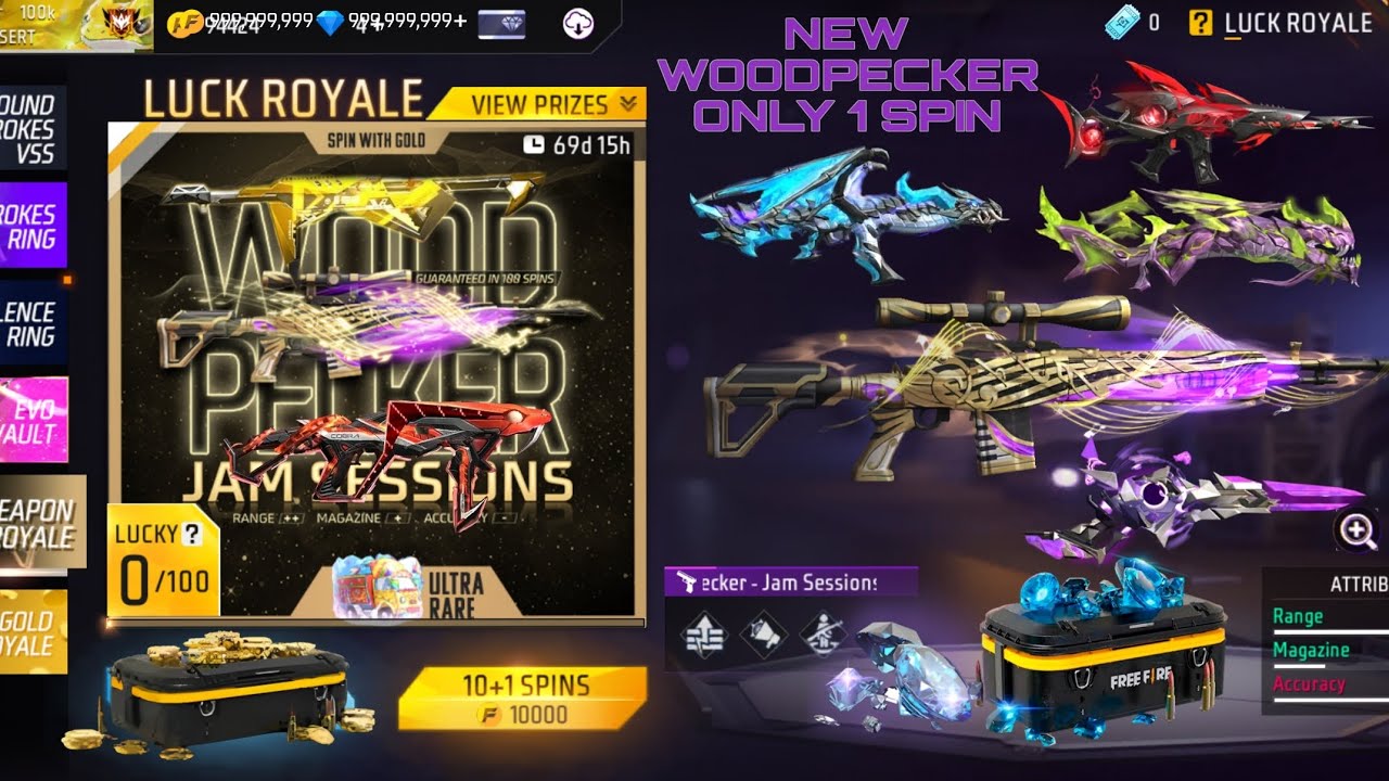 New Event Freefire Woodpecker ( Evo Guns ) One spin tricks @DESERT100K ...