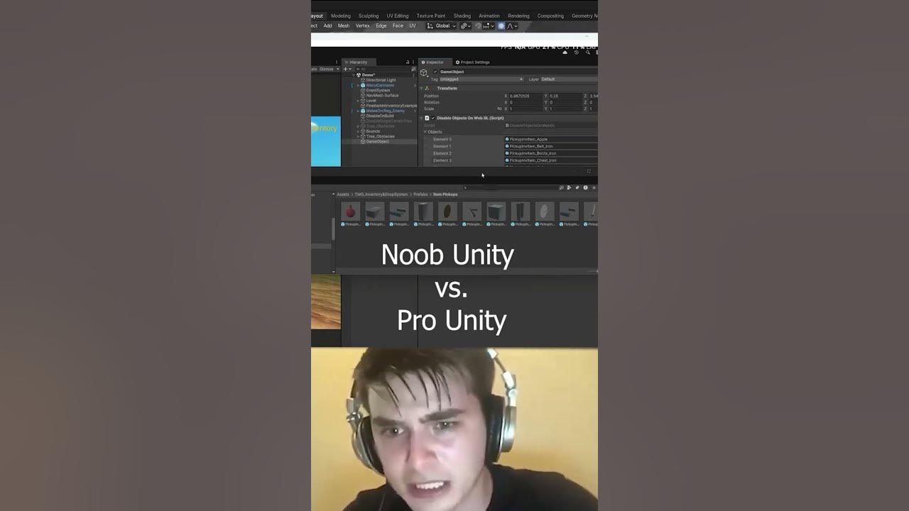 Noob vs Pro Unity User #gamedev #unity #development #programming #videogames #gaming #funny #fun ...