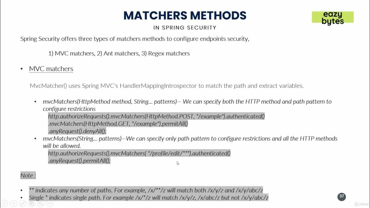 7.63 Deep dive of Ant MVC Regex matchers for applying restrictions on the paths - YouTube
