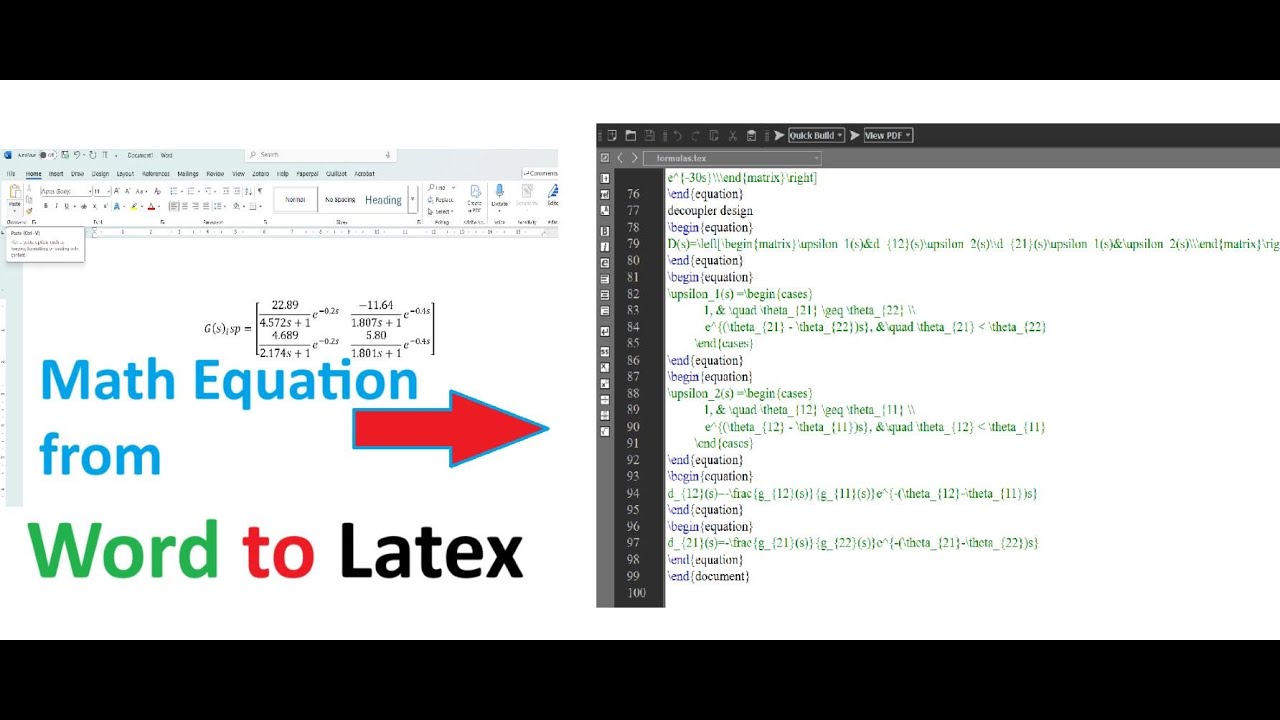 How to convert the Maths equation from Word to LaTeX | Maniramakrishna ...