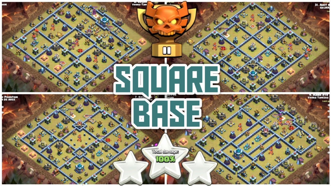 Popular Th13 Square Base 3 Star #164 | Best Cwl Attack Strategy | COC ...