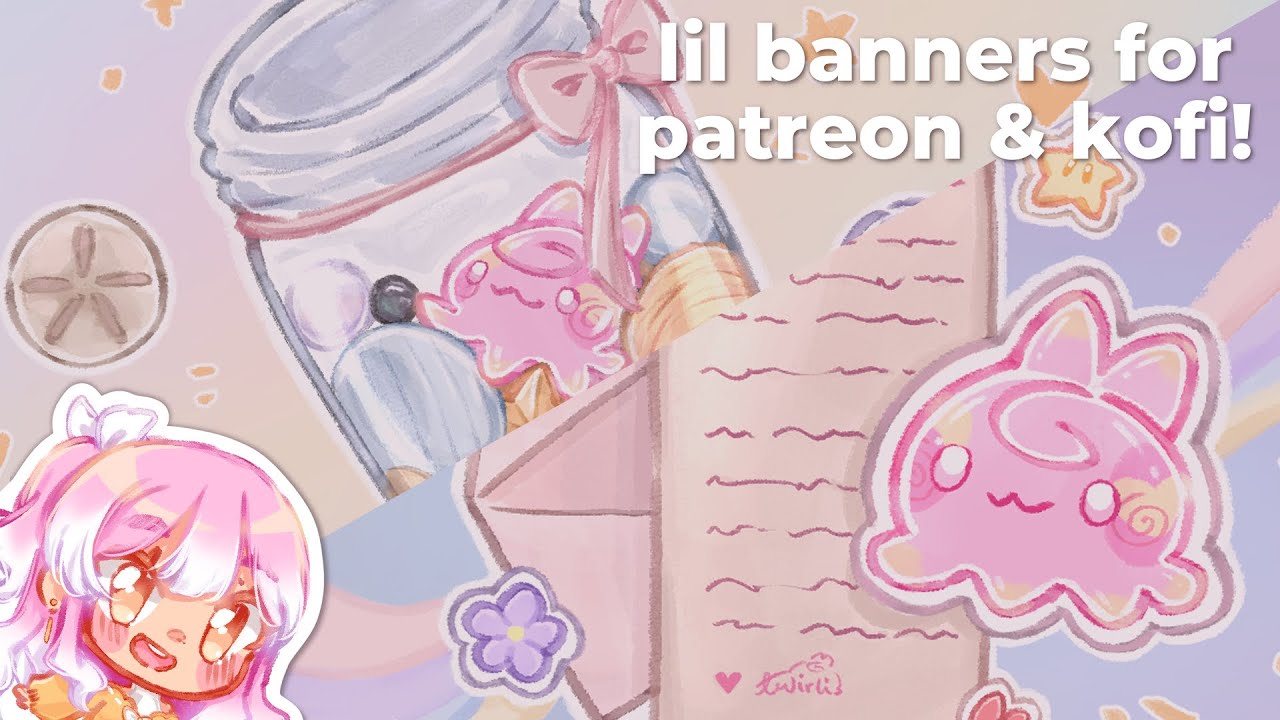 drawing banners for patreon/kofi banners - YouTube