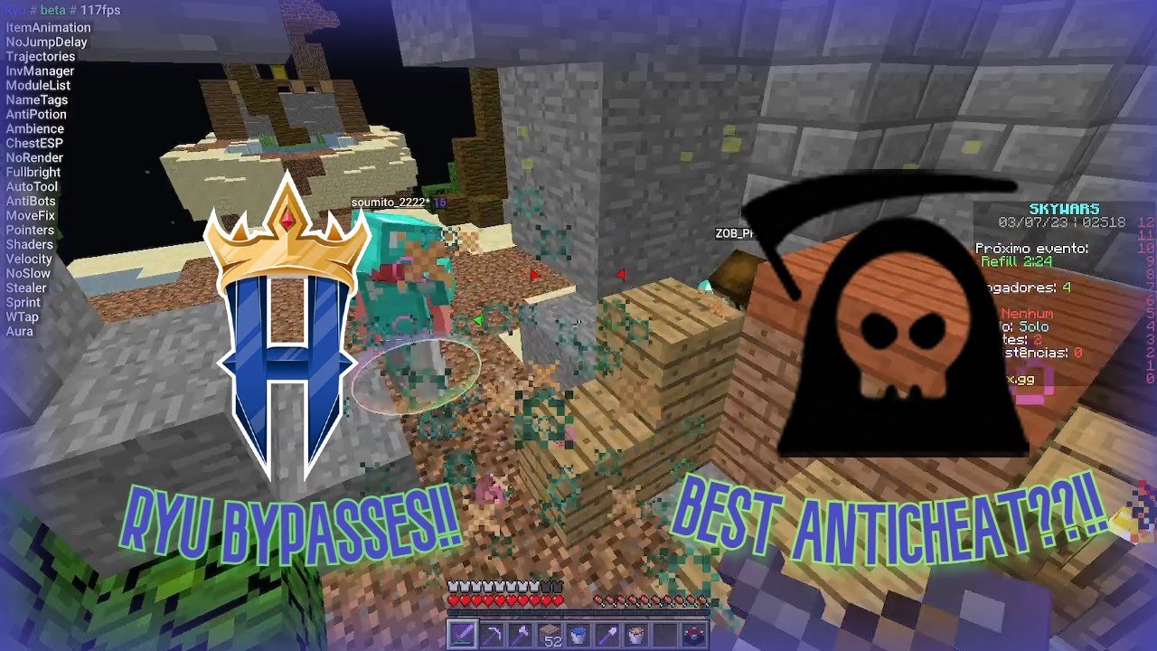 RYU CLIENT BYPASSES FOR GRIM ANTICHEAT - Hylex - Skywars - YouTube
