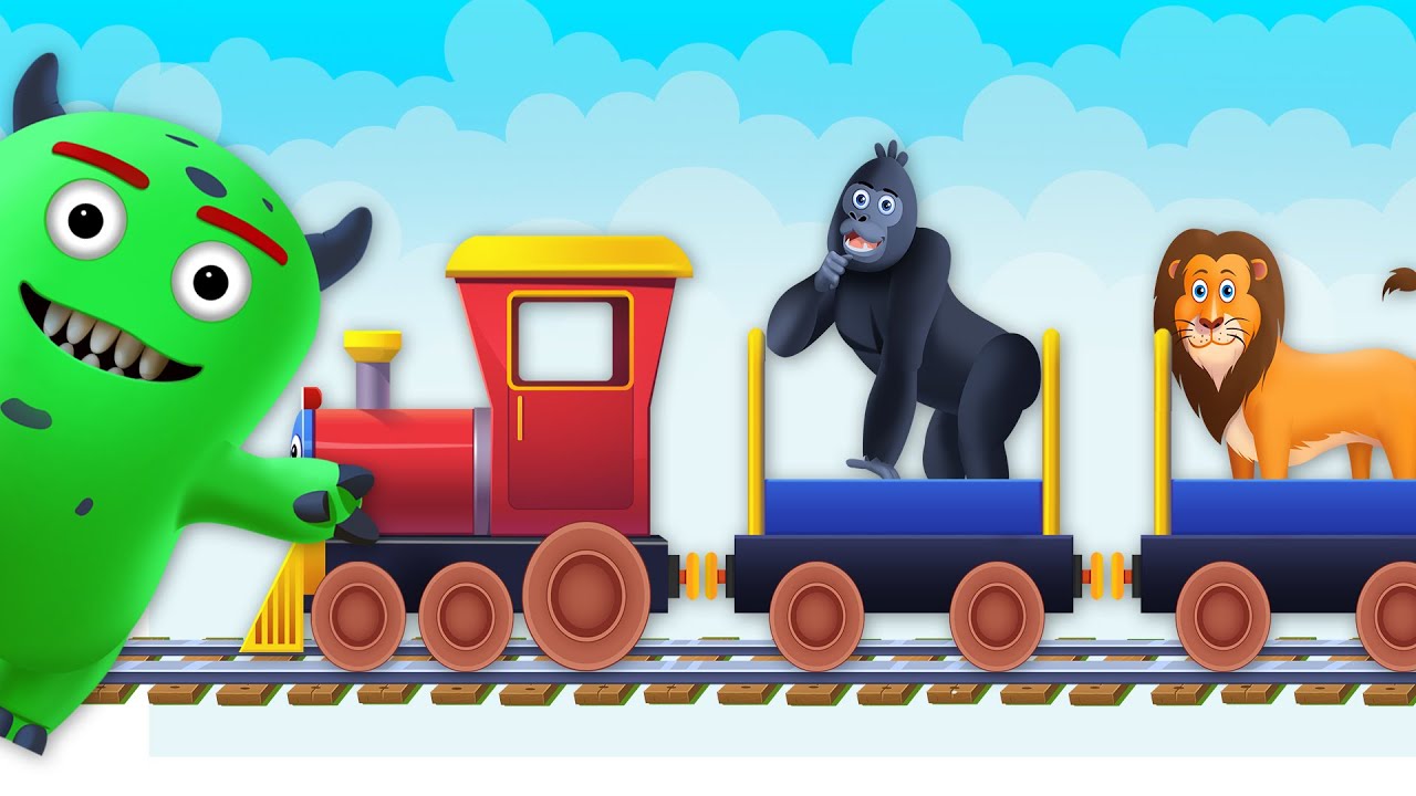 Monday Monster Toy Train | Learn Wild Animals Names | Learning Videos ...