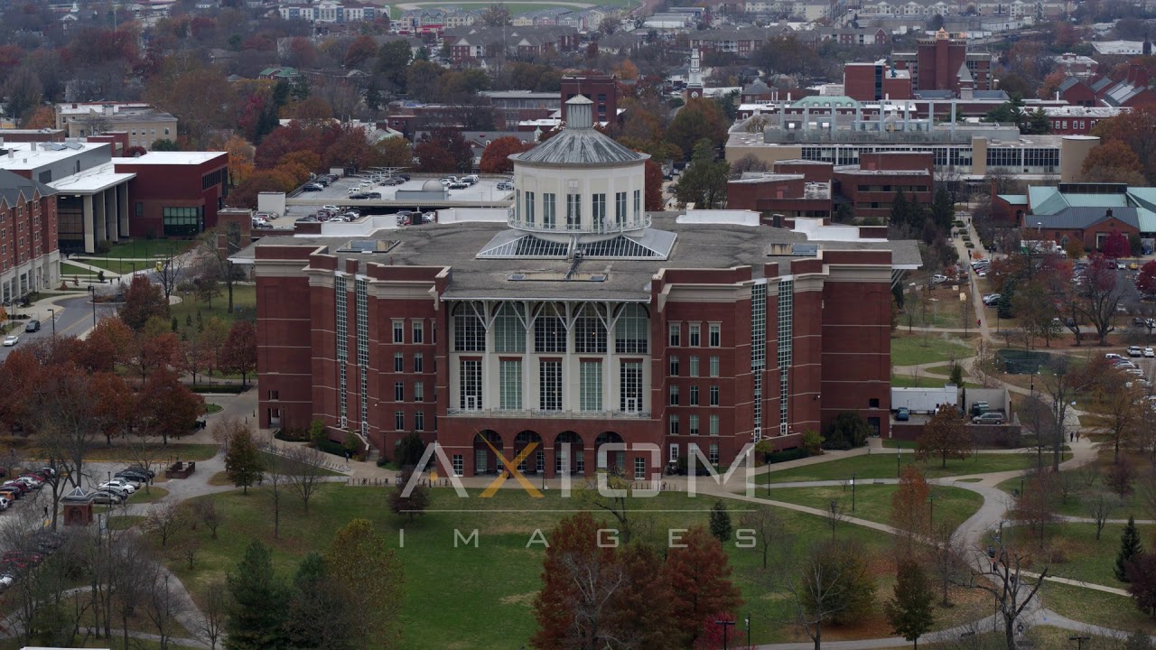 5.7K aerial video descend while focused on a University of Kentucky ...