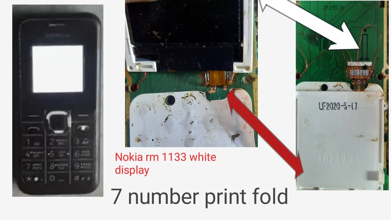 Nokia 1133 white display 7,number track fold jampher solution - YouTube