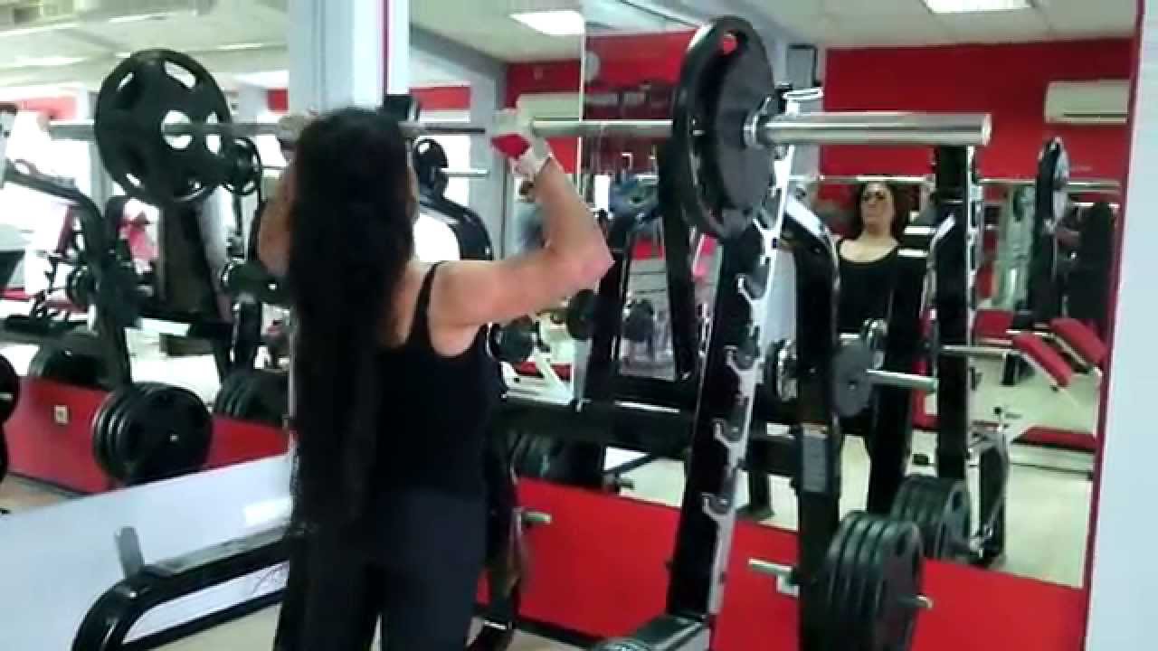 Military press @ 50 kg - female - YouTube