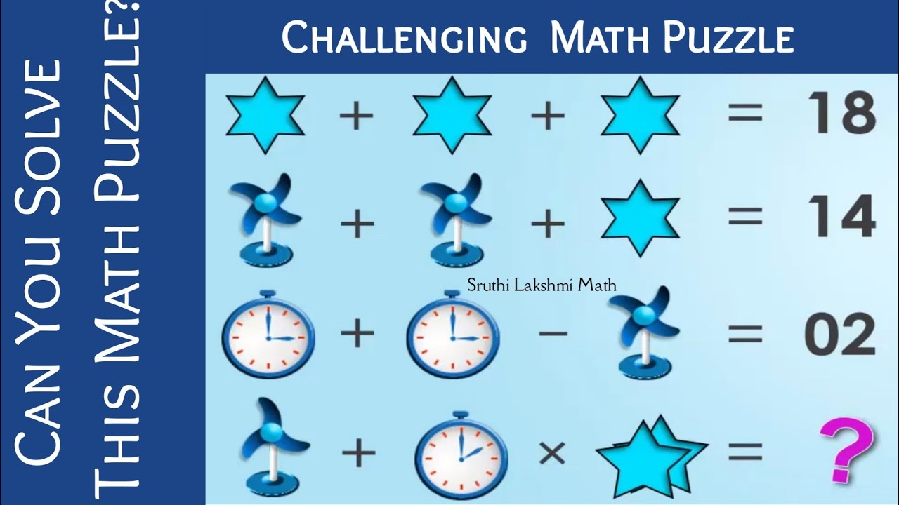 Fan Clock Star puzzle | Math Picture Puzzle | Can you solve this ...