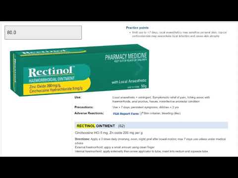 10, rectinol, 3D for 7 days, haemorrhoid, zinc oxide, cinchocaine, pharmacy, nurse, osce mate