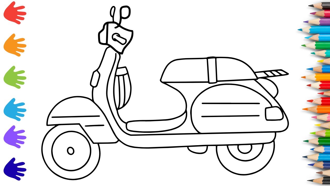 How To Draw motor bikeDrawing, Painting & Coloring For Kids and ...