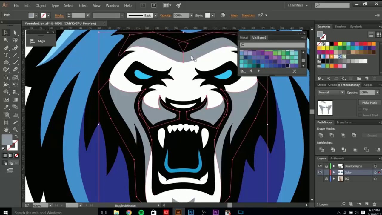 Adobe Illustrator Tutorial Lion Mascot Logo Design - YouTube
